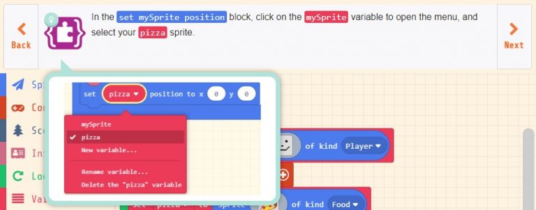 Microsoft MakeCode Arcade チュートリアル「Chase the Pizza」(その4) | 渡り鳥の広場