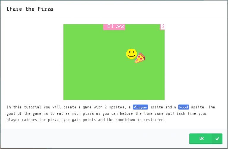 Microsoft MakeCode Arcade チュートリアル「Chase the Pizza」(その1) | 渡り鳥の広場