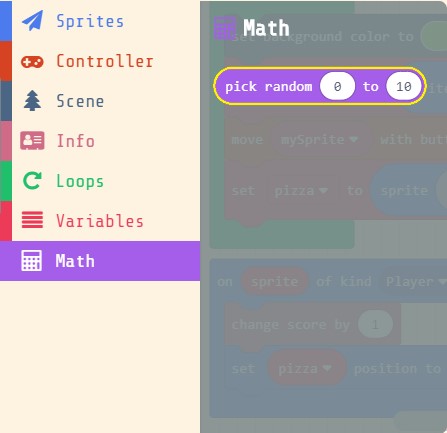 Microsoft MakeCode Arcade チュートリアル「Chase the Pizza」(その4) | 渡り鳥の広場