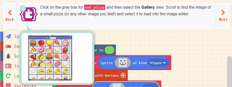 Microsoft MakeCode Arcade チュートリアル「Chase the Pizza」(その2) | 渡り鳥の広場