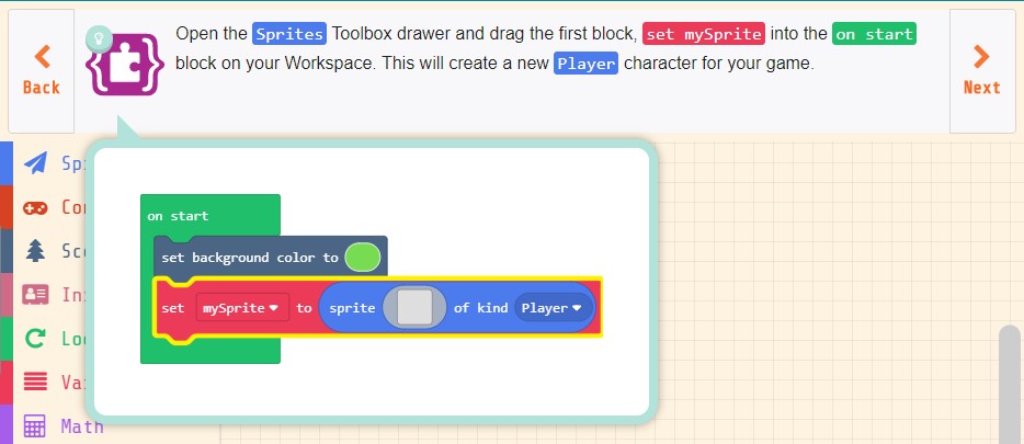 Microsoft MakeCode Arcade チュートリアル「Chase the Pizza」(その1) | 渡り鳥の広場