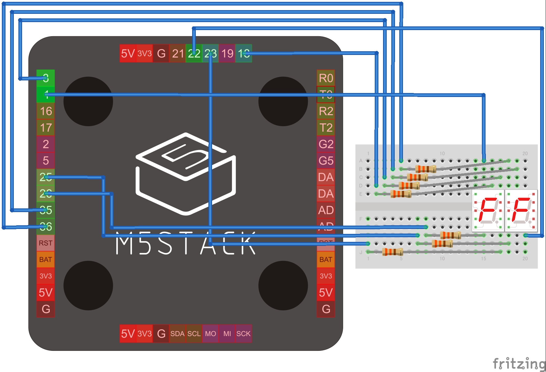 M5Stack Core2 GPIOを使って7セグメントLEDを使おう(断念) | 渡り鳥の広場